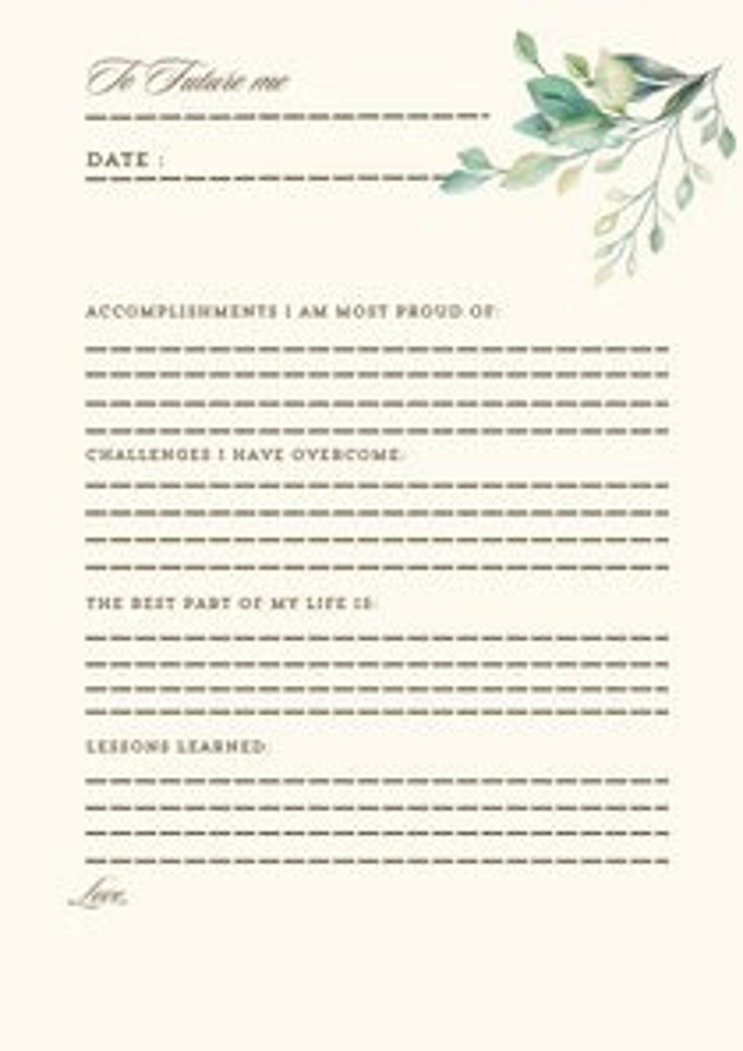 Letter to Future Self Digital Print Download Time Capsule Keepsake Goal ...