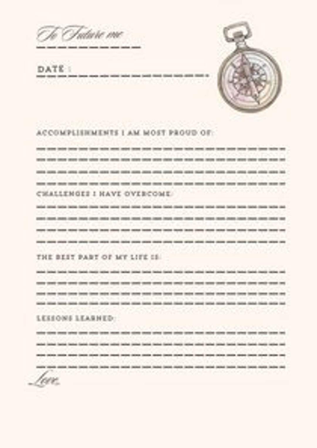 Letter to Future Self Time Capsule Printable Keepsake Goal Setting Self ...