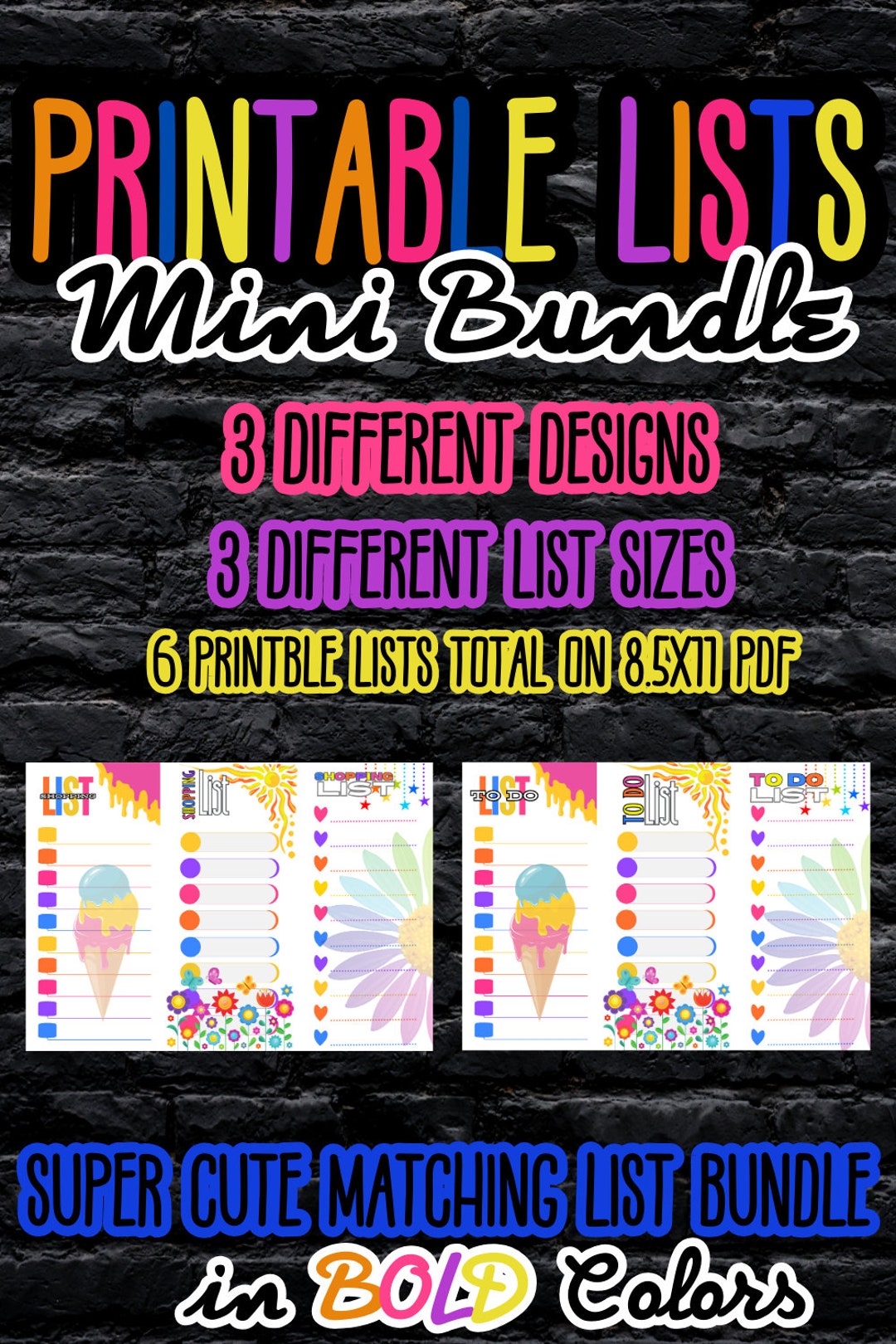 Printable Lists Mini Bundle Printable to Do List & Printable Shopping ...