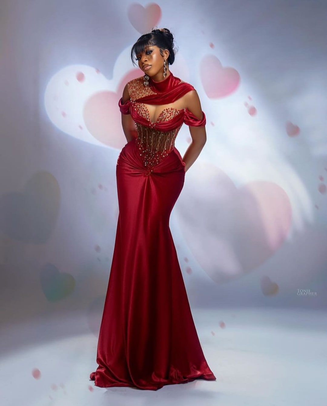 Red Beaded African Dress: Elegant Prom, Evening, or Red Carpet Gown - Etsy