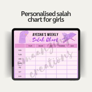 Personalised Salah Namaz Chart for Girls, Digital Template - Etsy