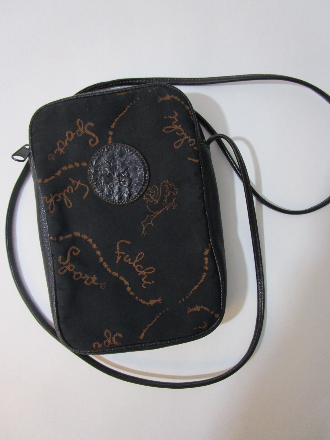 Carlos Falchi Sport Black Logo Canvas Crossbody Purse Japan Shoulder ...