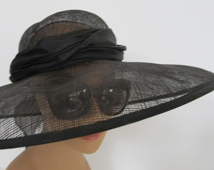 Sheer Marzi Italy Sinamay Straw Hat Neiman Marcus Wide Brim Church ...