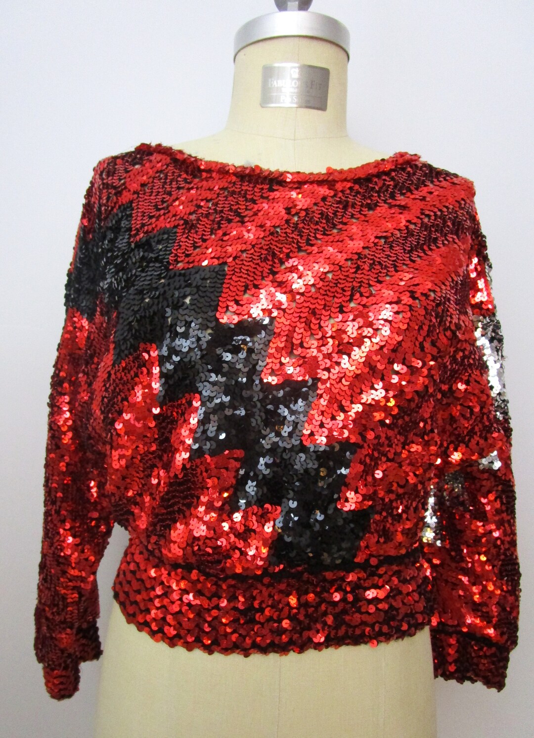 S Roller Disco Glam Rock 70s Red Sequin Sweater Top Bowie Ziggy - Etsy