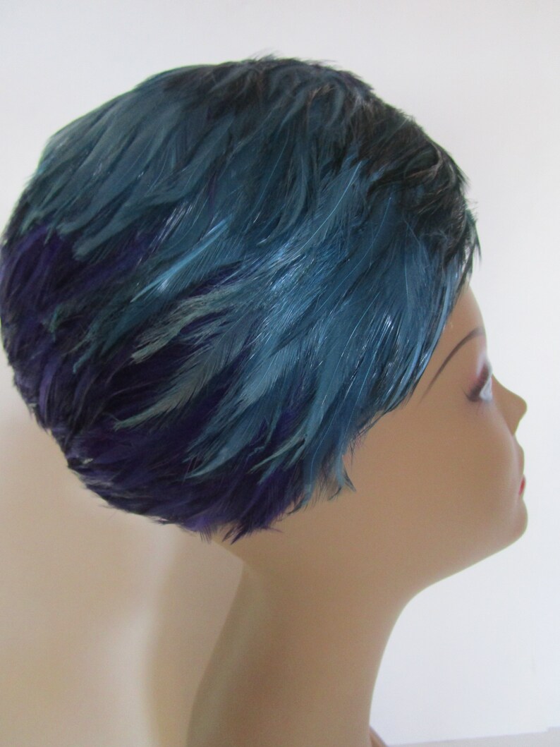 Bright Mr John Feather Hat Toque Green Purple Teal Blue | Etsy