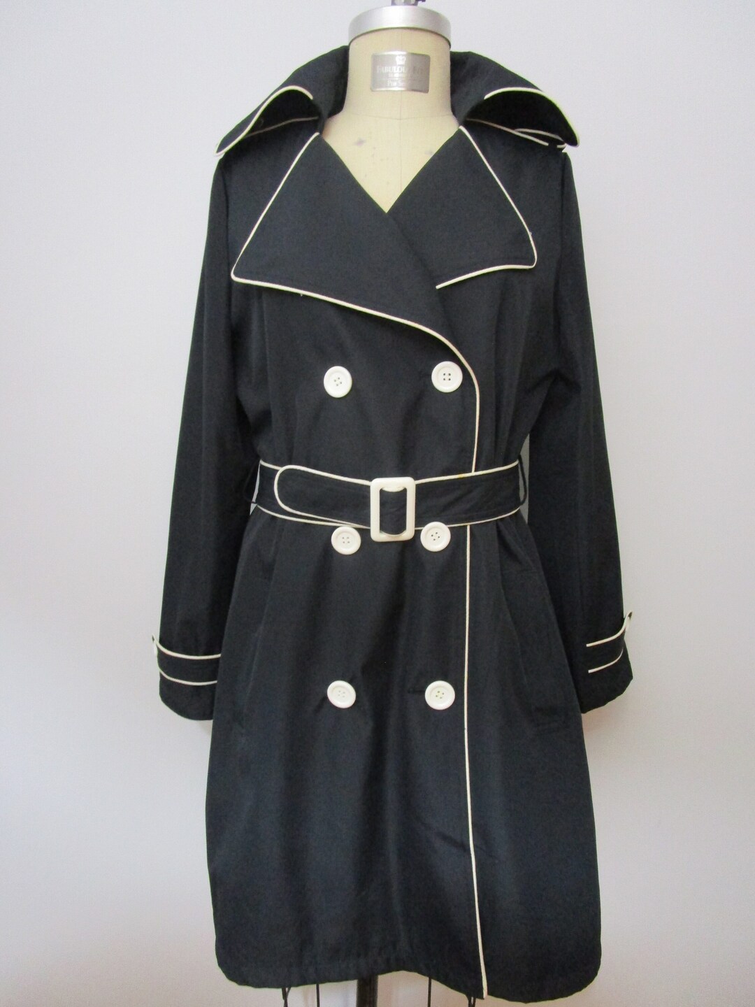 XL Vertigo Paris Trench Coat Double Breasted All Weather Duster Jacket ...