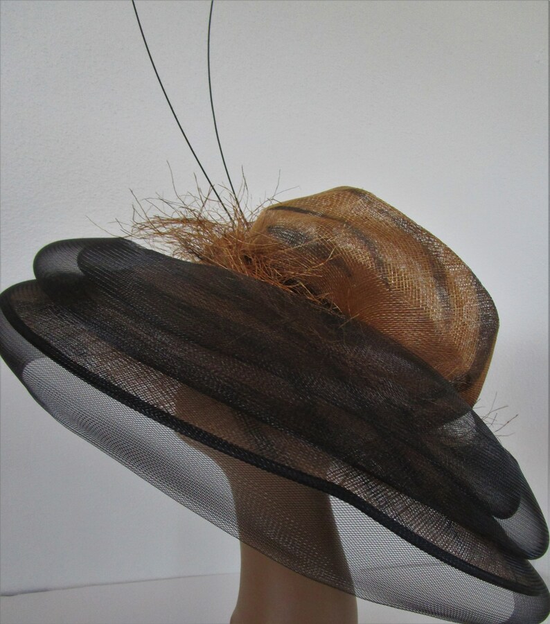 Tiger Marzi Italy Sinamay Straw Sheer Hat Neiman Marcus Khaki | Etsy