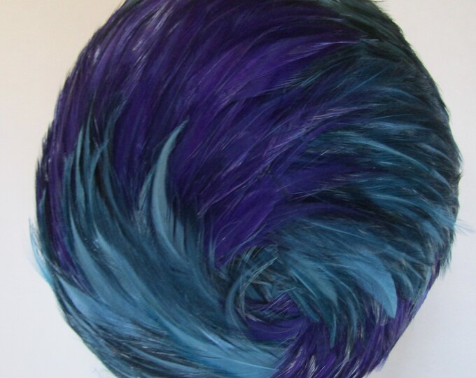Bright Mr John Feather Hat Toque Green Purple Teal Blue - Etsy