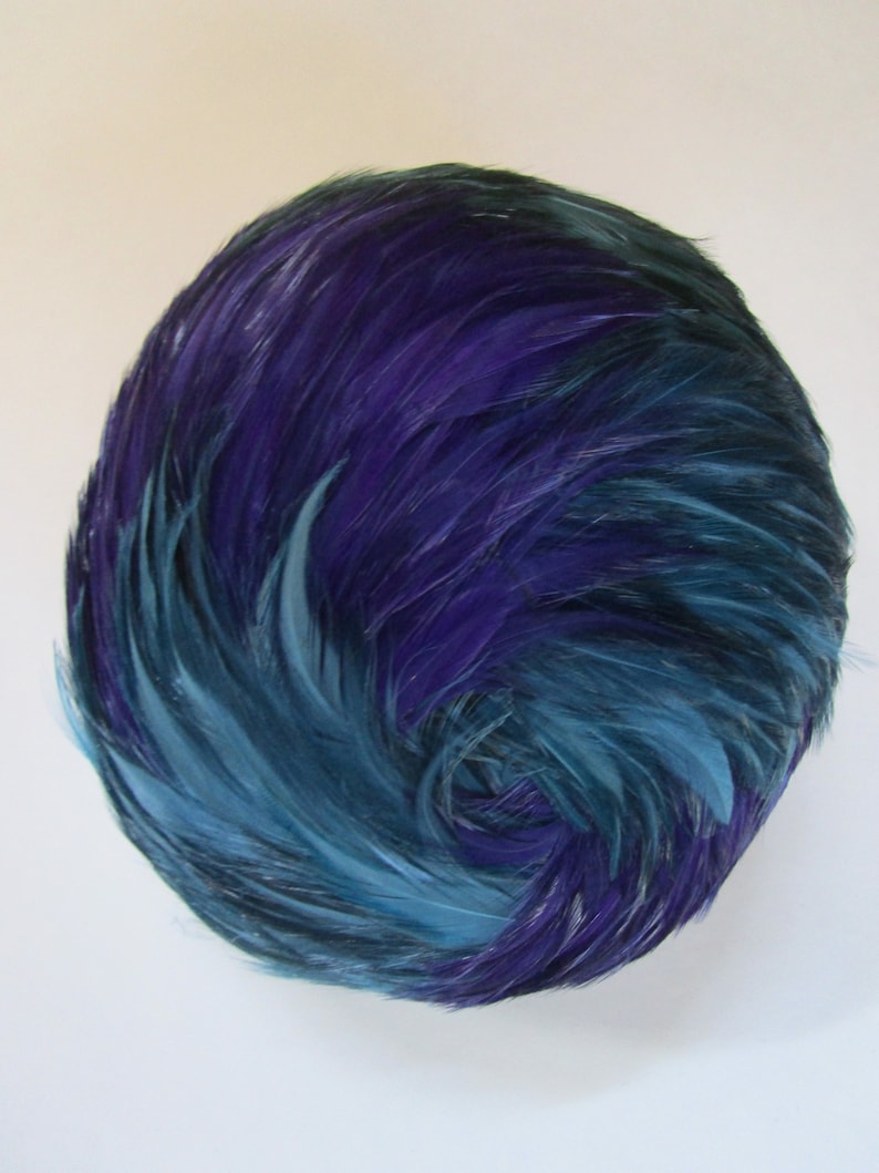 Bright Mr John Feather Hat Toque Green Purple Teal Blue | Etsy