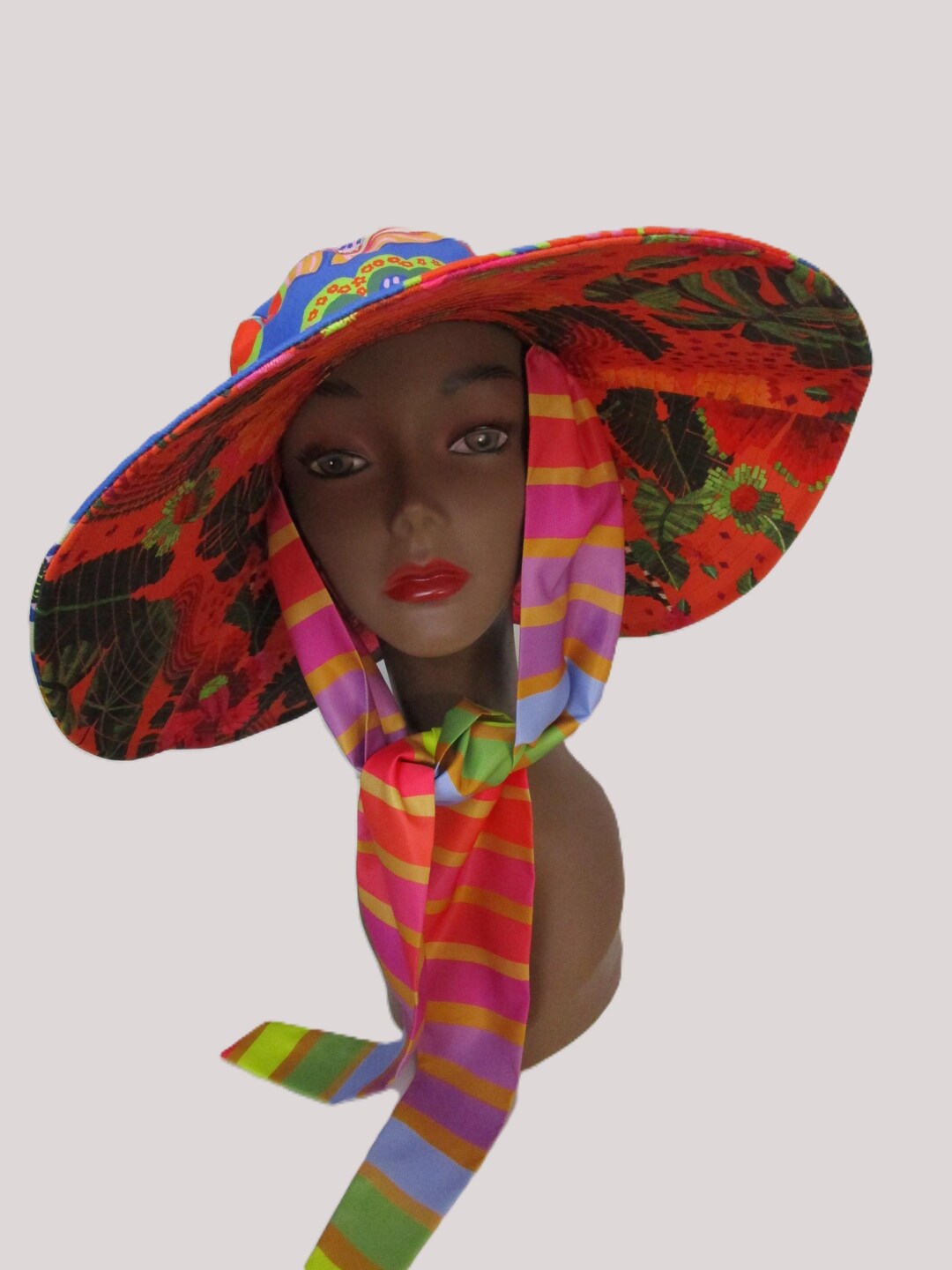NWT Farm Rio Sun Hat Ties Floppy Packable Wide Brim Hat Beach Summer ...