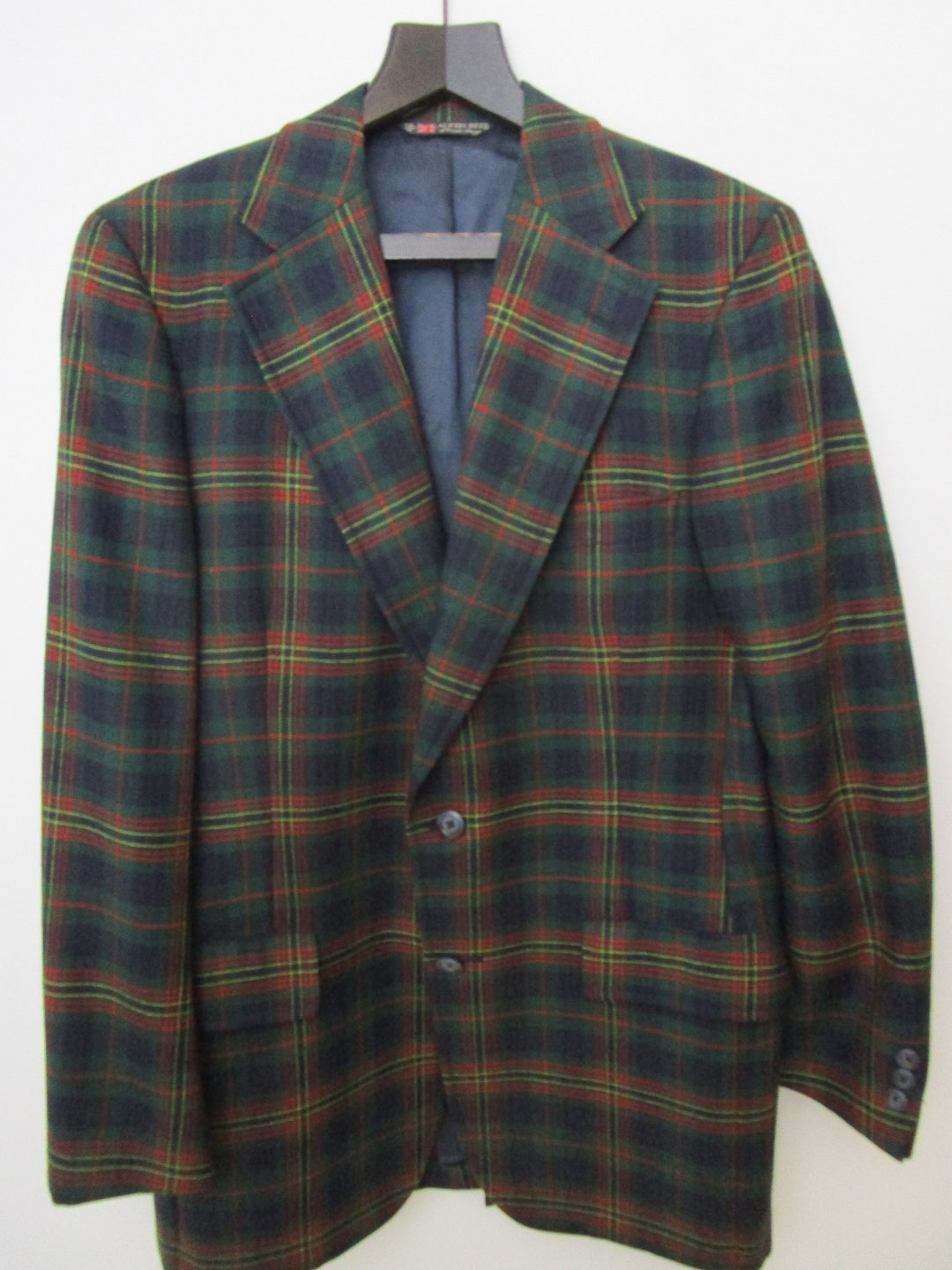 40L Mens Austin Reed Jacket Blazer Sport Coat Vintage 70s Plaid Tartan ...
