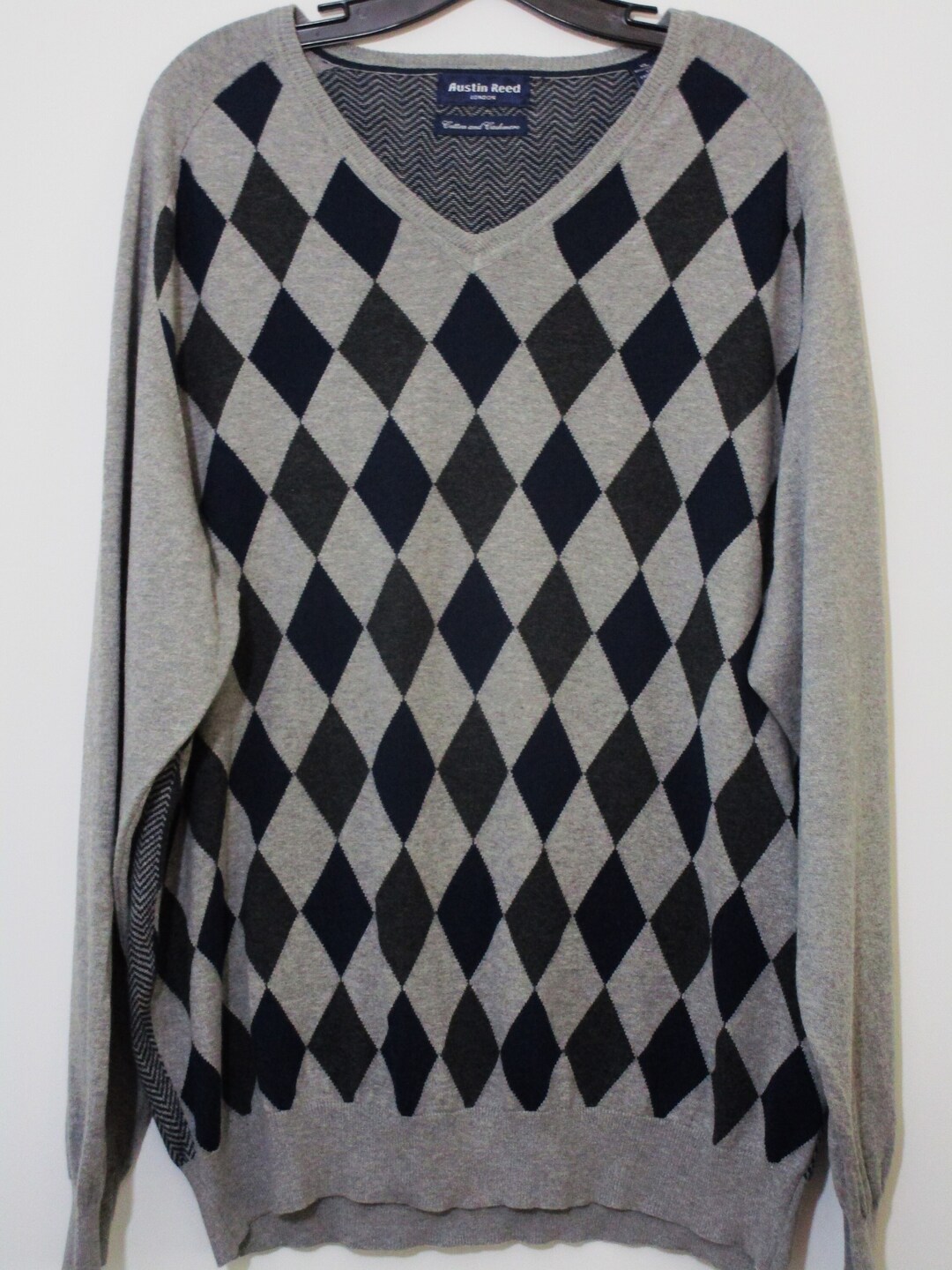 XXL Mens Austin Reed V Neck Pullover Sweater Jumper Intarsia ...