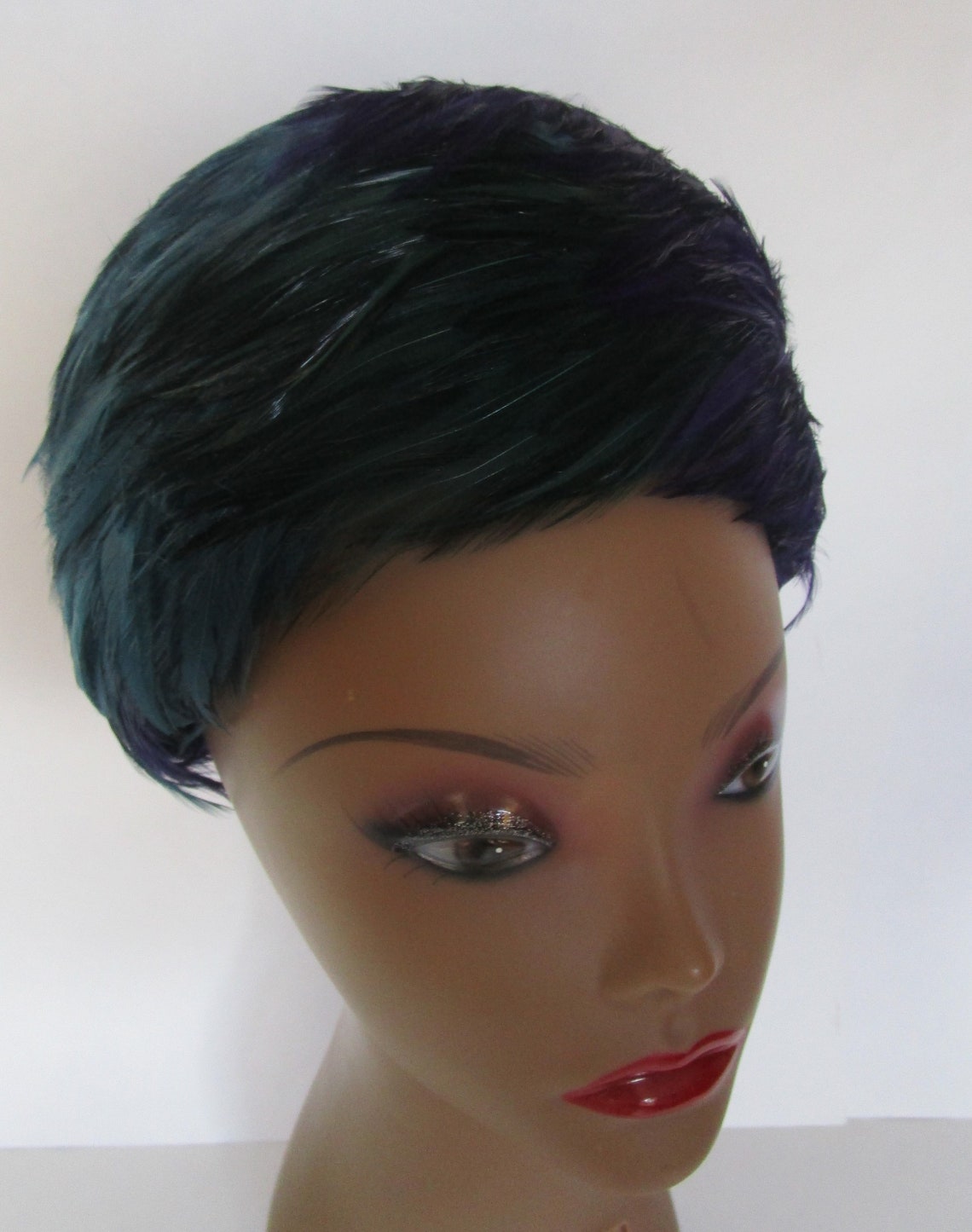 Bright Mr John Feather Hat Toque Green Purple Teal Blue | Etsy