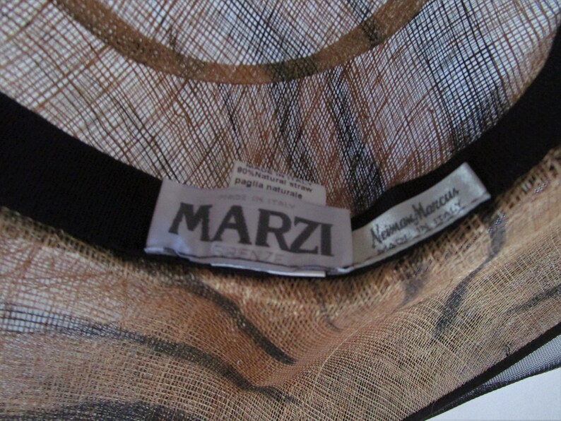 Tiger Marzi Italy Sinamay Straw Sheer Hat Neiman Marcus Khaki | Etsy