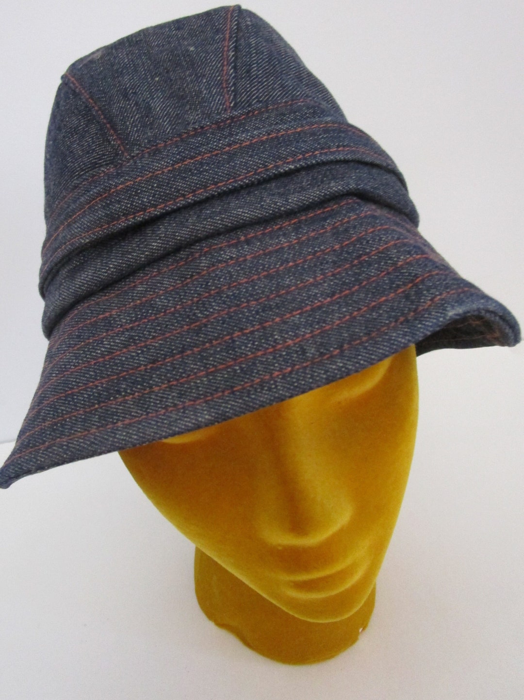 Kokin Denim Blue Bucket Brim Hat Packables New York Handmade - Etsy