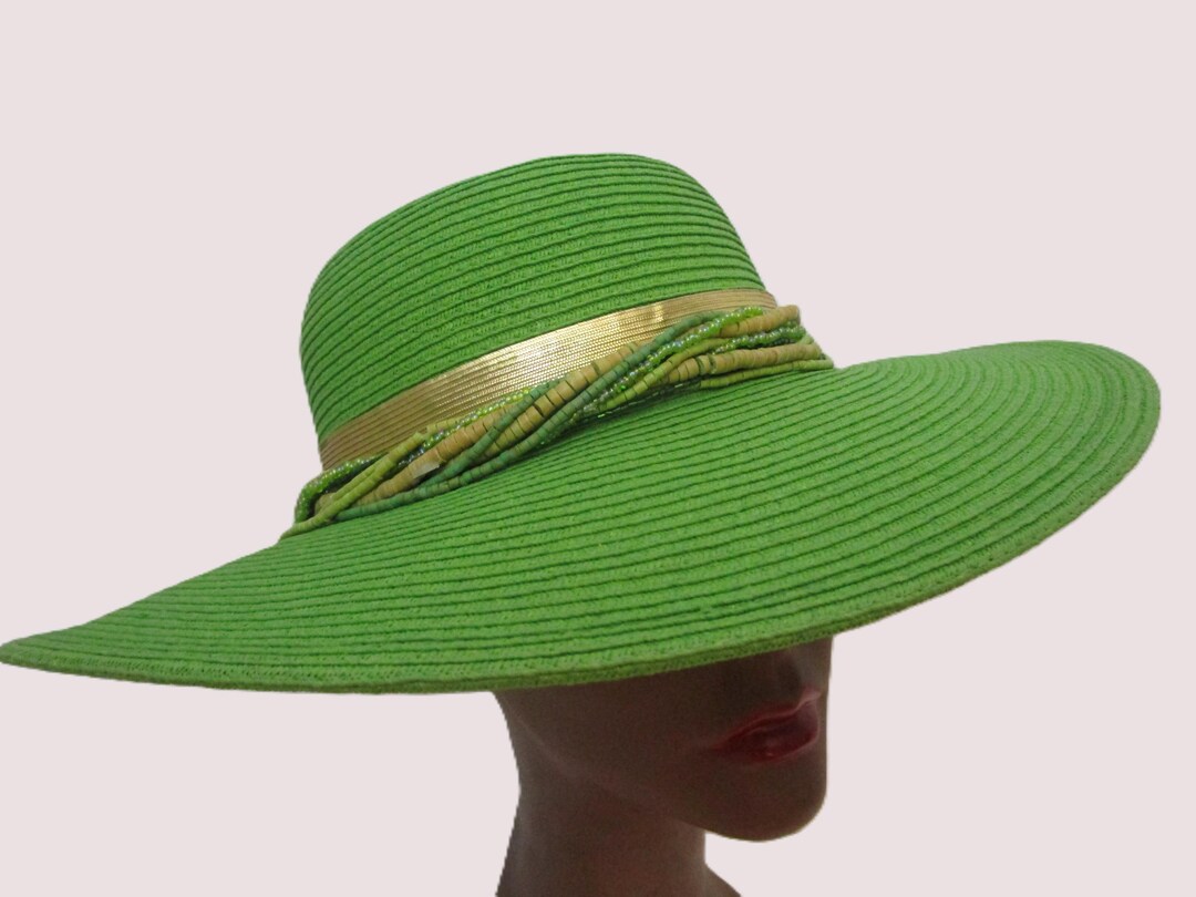 Kokin Bright Green Hat Wide Brim Vacation UV Sun Protection - Etsy