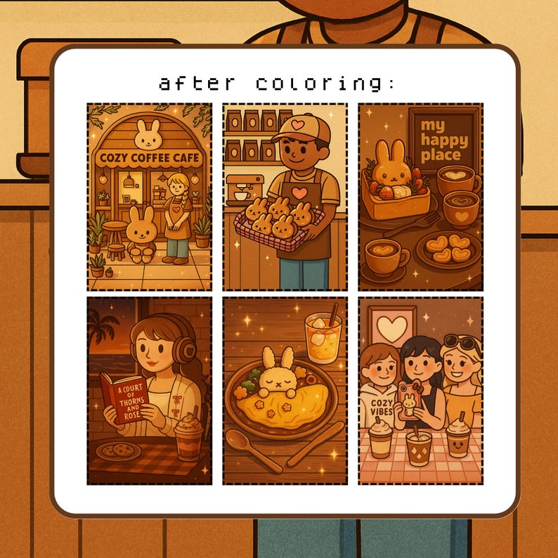 Cozy Coffee Cafe Coloring Book | Cozy Coloring Books | Cafe Coloring ...