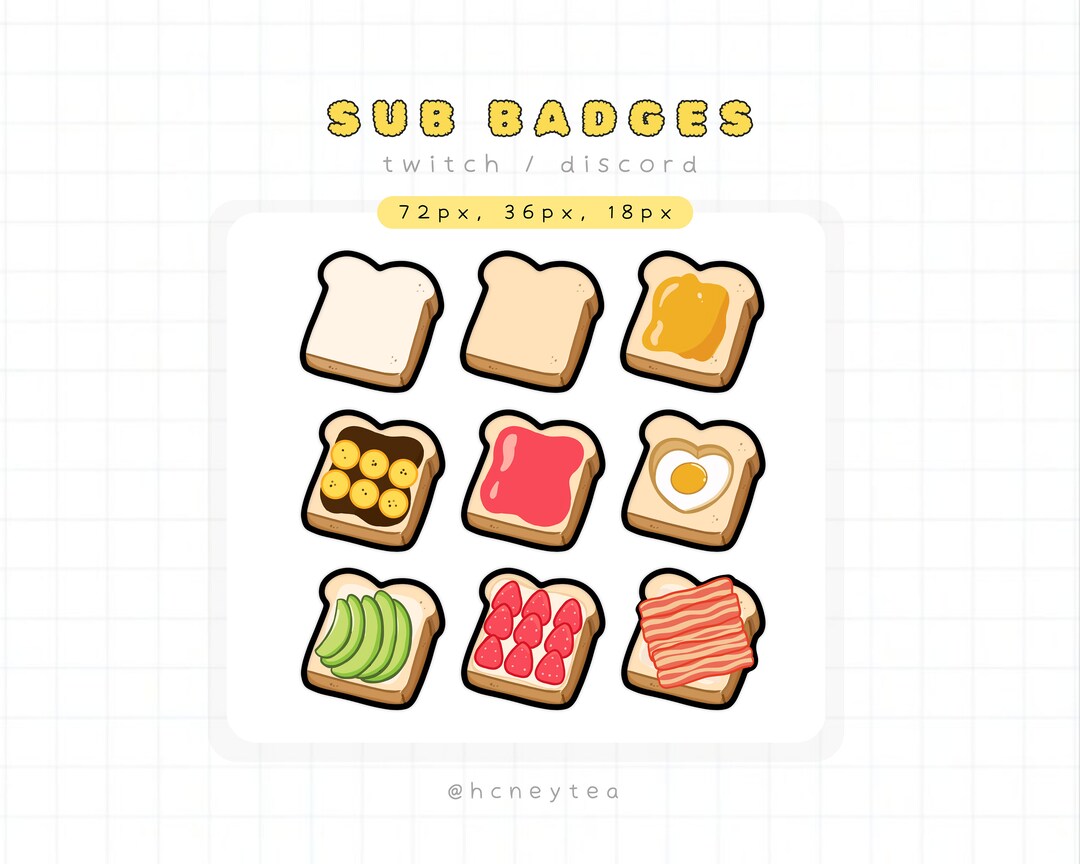 Toast Twitch Sub Badges Toast Discord Sub Badges Cafe Toast Sub Badge Toast Subscriber Badges ...