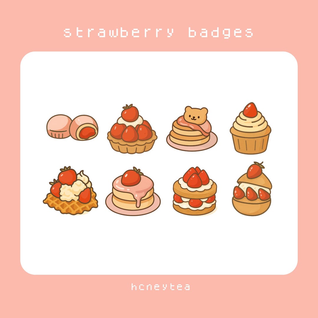 Strawberry Badges | Cute Strawberry Twitch Badges | Strawberry Girl ...