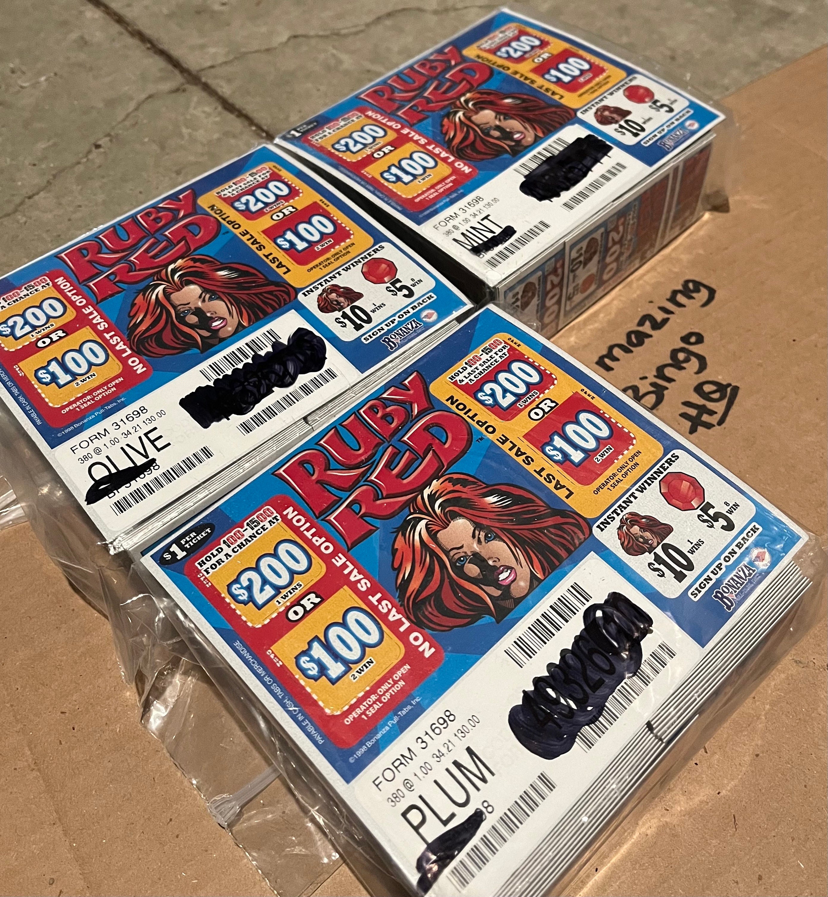 Ruby Red Set of 3 Pull Tab Ticket - Etsy