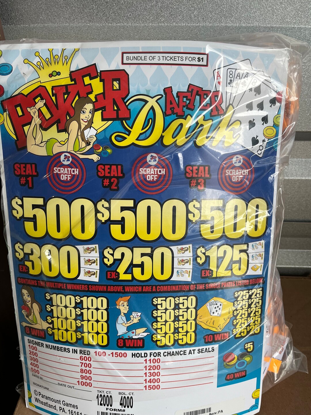 Poker After Dark Jar Ticket Pull Tab Ticket Ticket for Amusement ...