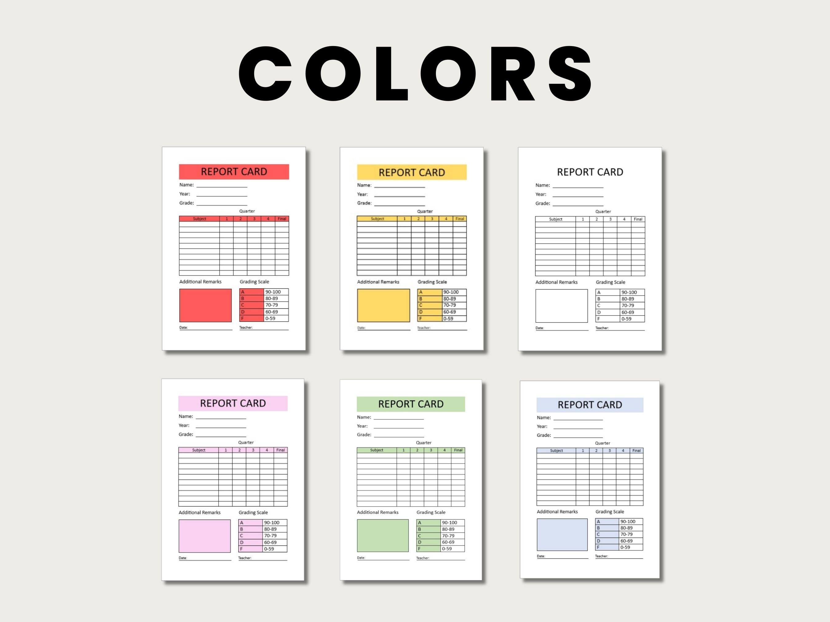 Editable Report Card, Homeschool Report Sheet, A4 and US Letter Size ...