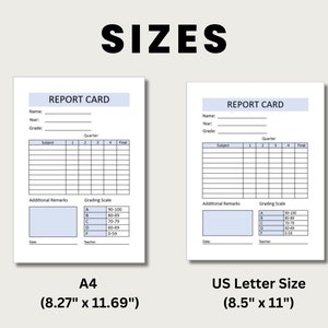 Editable Report Card, Homeschool Report Sheet, A4 and US Letter Size ...