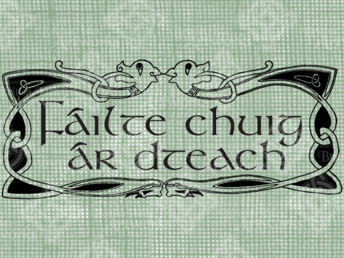 Digital Download Gaelic Greeting of Welcome, Celtic Knot Digi Stamp ...