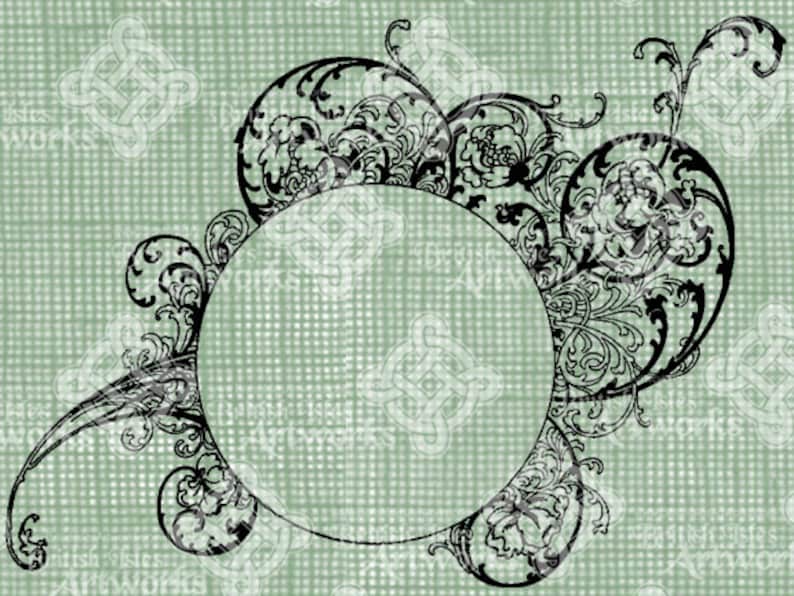Digital Download Asymmetrical Swirl Frame Border Frame, Digi Stamp ...