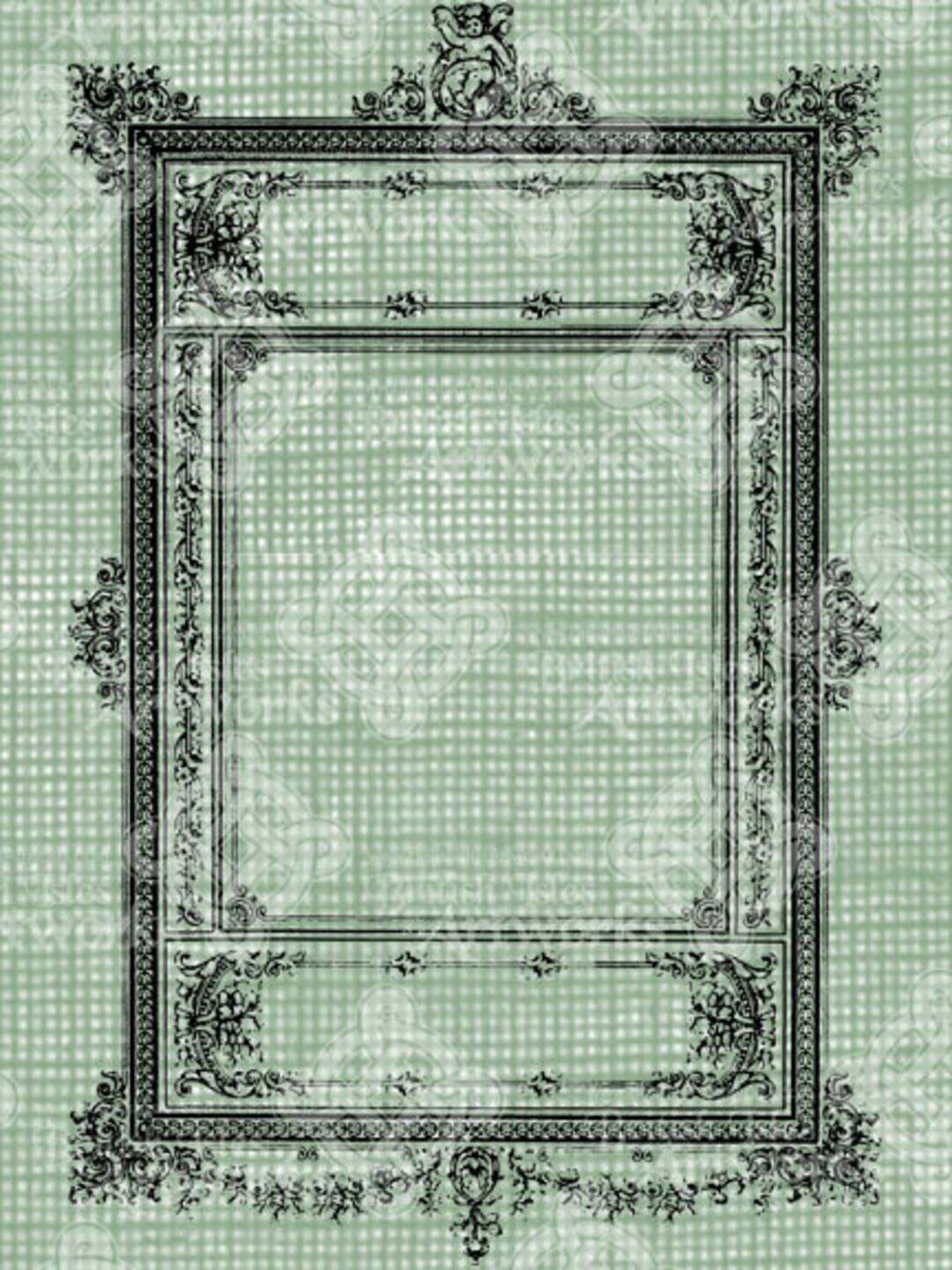 Digital Download Elegant Floral Cherub Border Frame Border, Flowers and ...