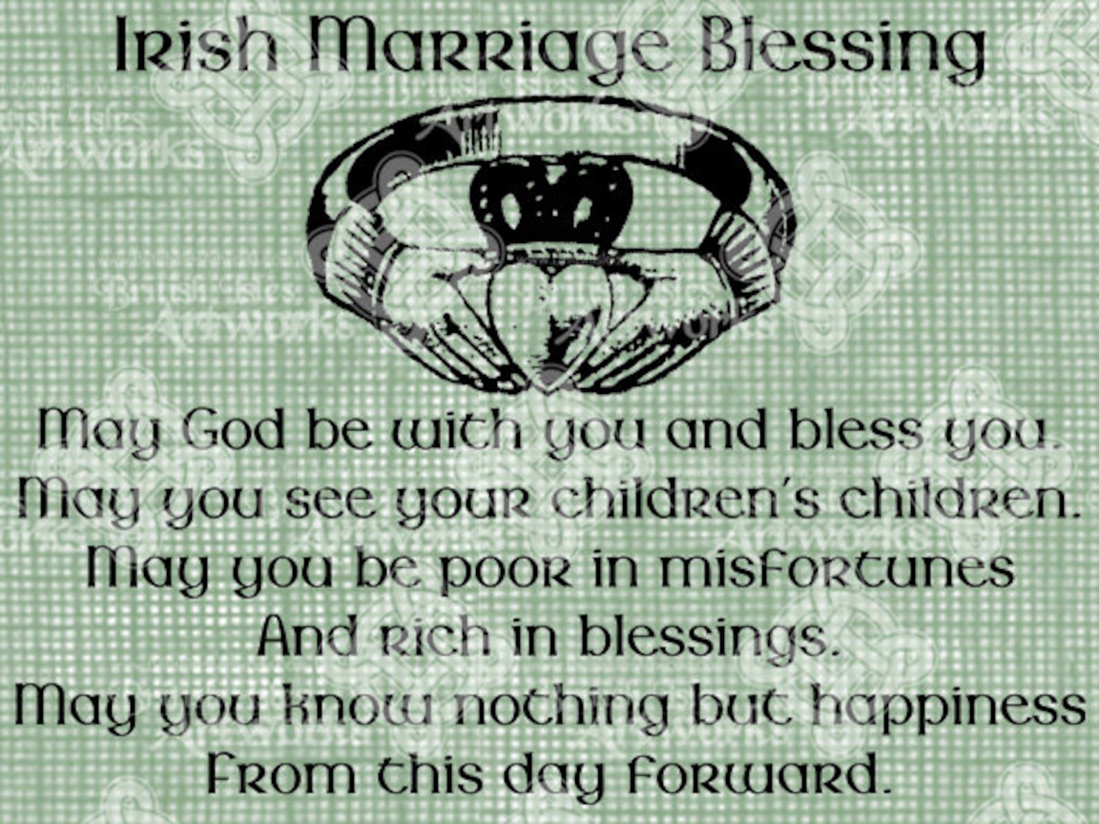 Digital Download Irish Marriage Blessing, Irish Verse With Claddagh ...