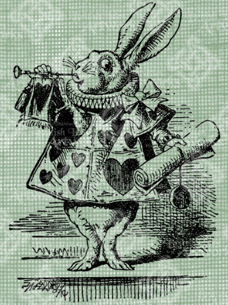 Digital Download White Rabbit, Alice in Wonderland Digi Stamp, Digis ...