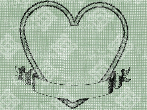 Digital Download Heart Frame Border With Banner Digi Stamp | Etsy