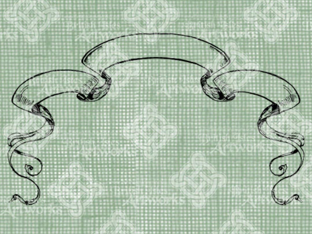 Digital Download Half Oval Ribbon Banner Border Frame, Digi Stamp ...