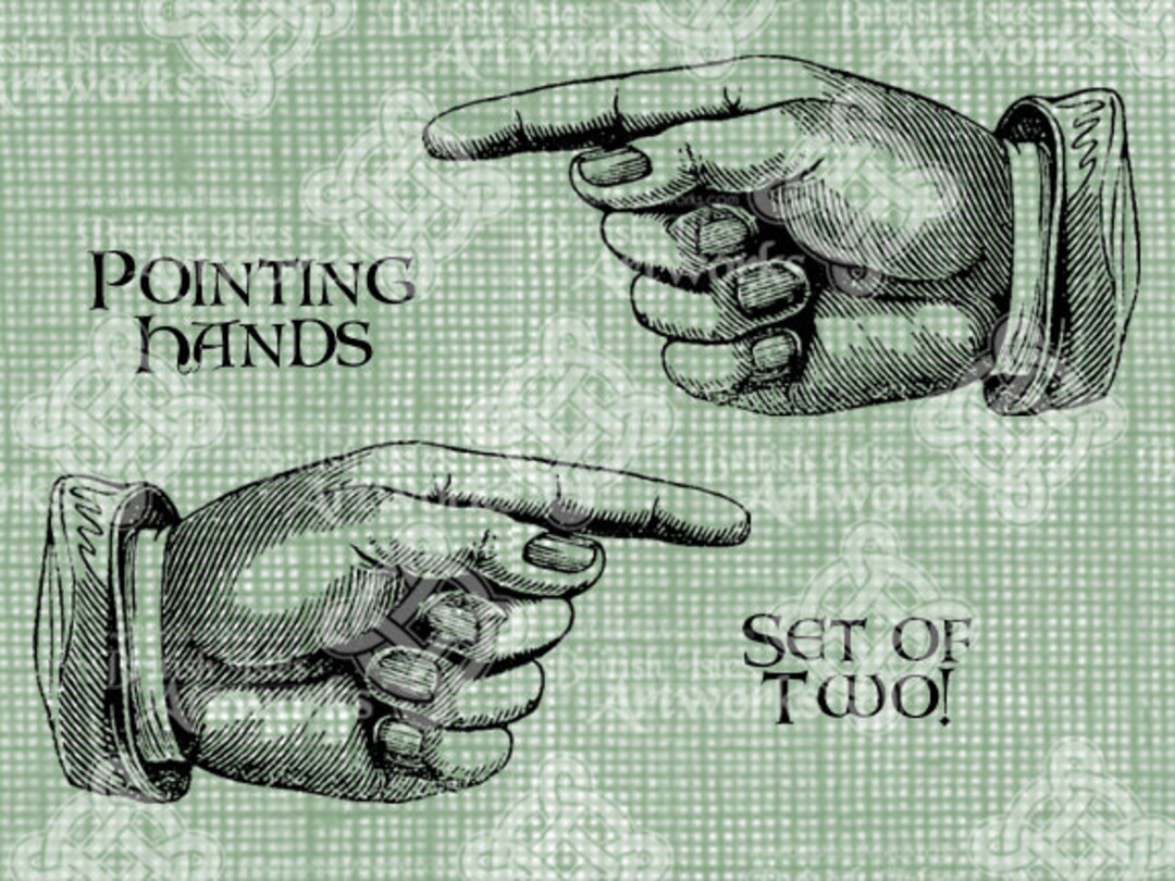 Digital Download Hands Pointing Set of 2, Digi Stamp, Digis, Antique ...