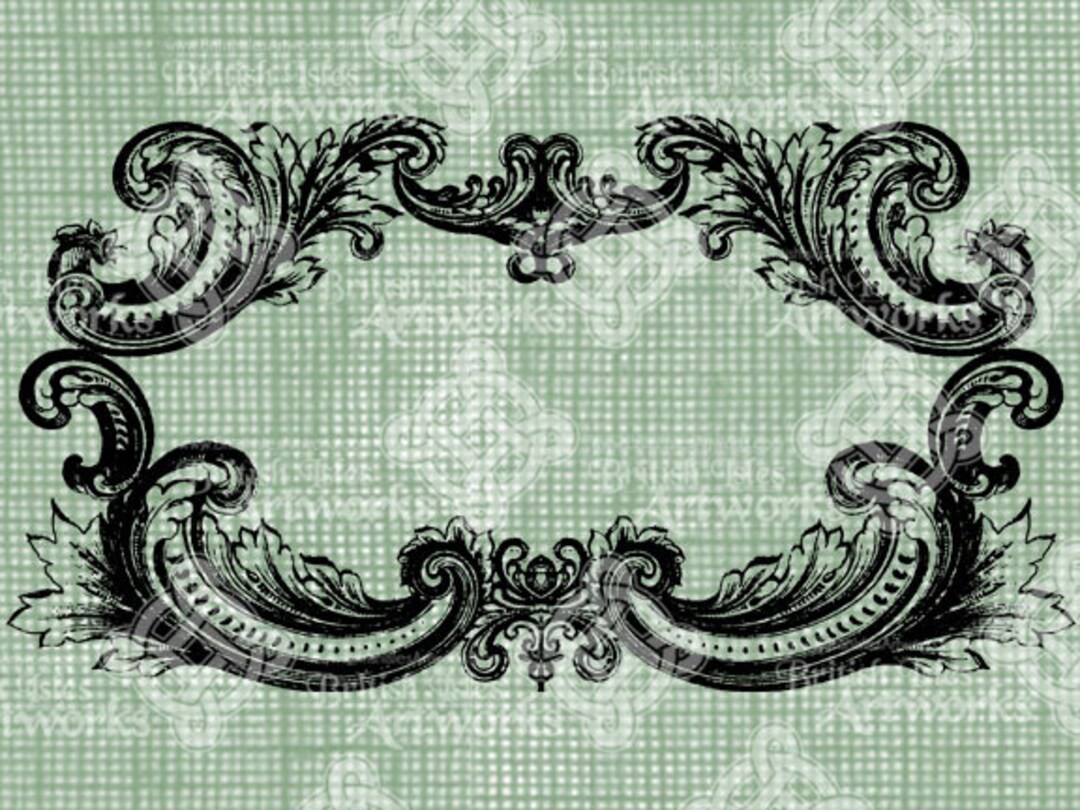 Digital Download Rococo Baroque Flourish Label Frame Border, Digi Stamp ...