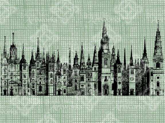 Digital Download London Buildings Church Spires Antique | Etsy