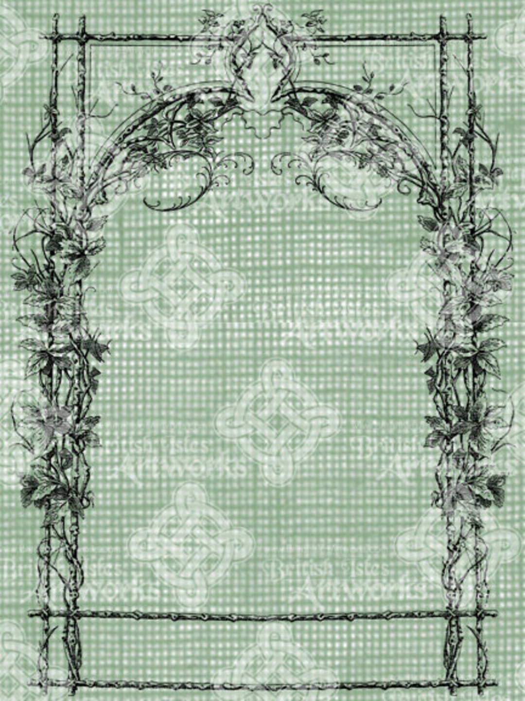 Digital Download Frame Border, Trellis With Flowers and Foliage Digi ...