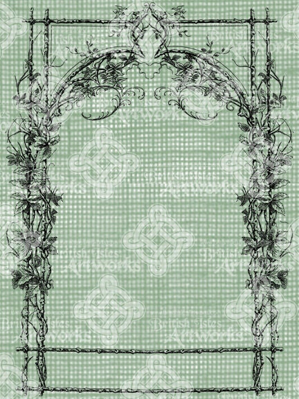 Digital Download Frame Border, Trellis With Flowers and Foliage Digi ...