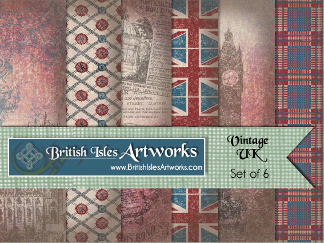 Vintage UK Digital Scrapbook Paper Pack, Great Britain England British ...