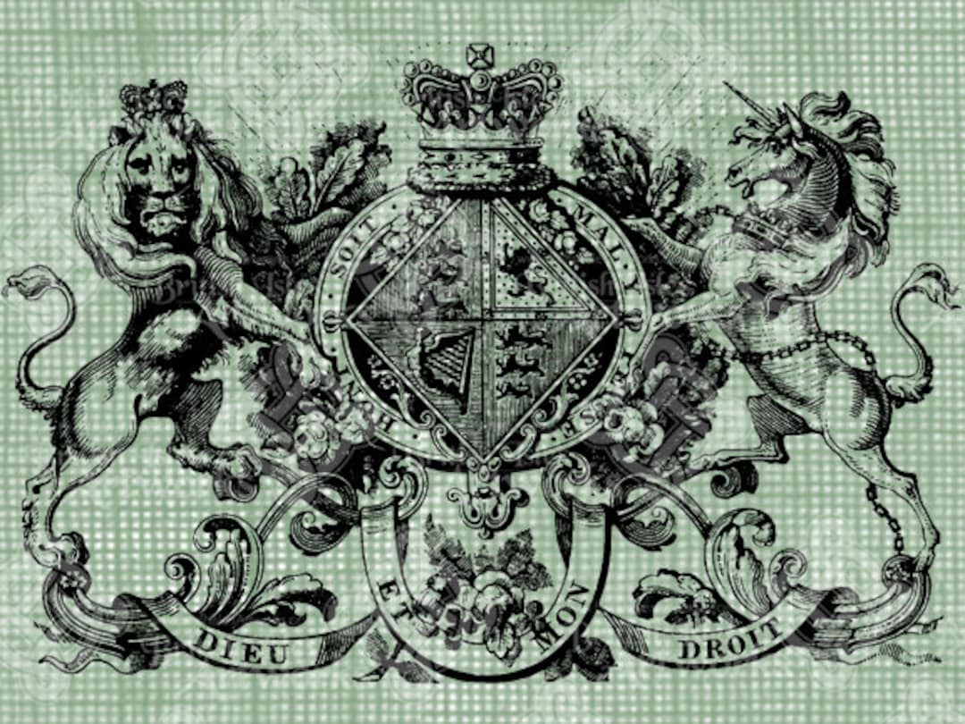 Digital Download Royal Coat of Arms UK England Heraldry Crest Antique ...