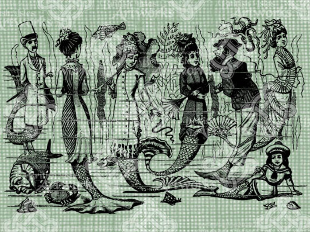 Digital Download Victorian Mermaids, Antique Illustration, Vintage ...