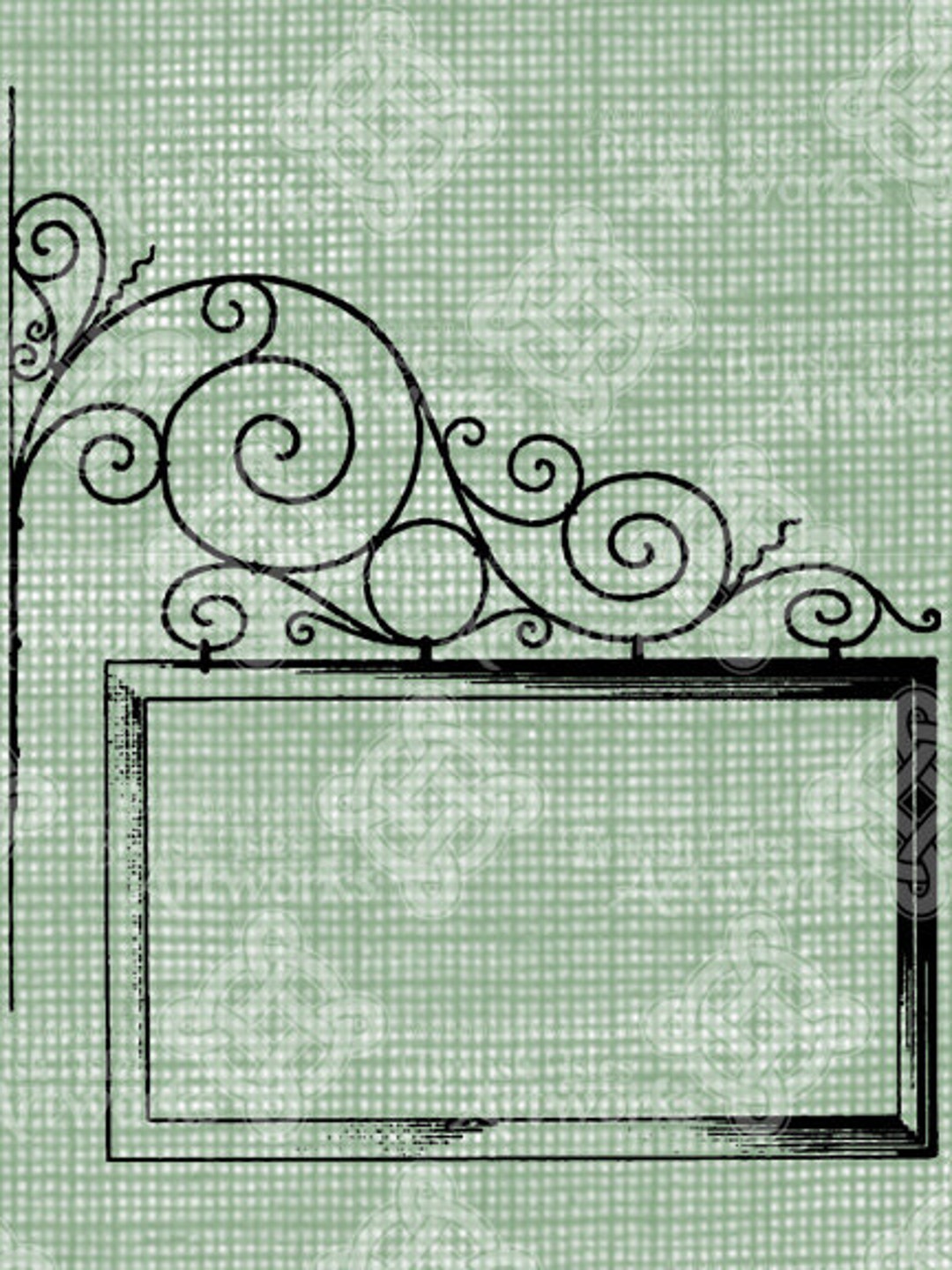 Digital Download Wrought Iron Sign Banner Frame Border, Digi Stamp ...