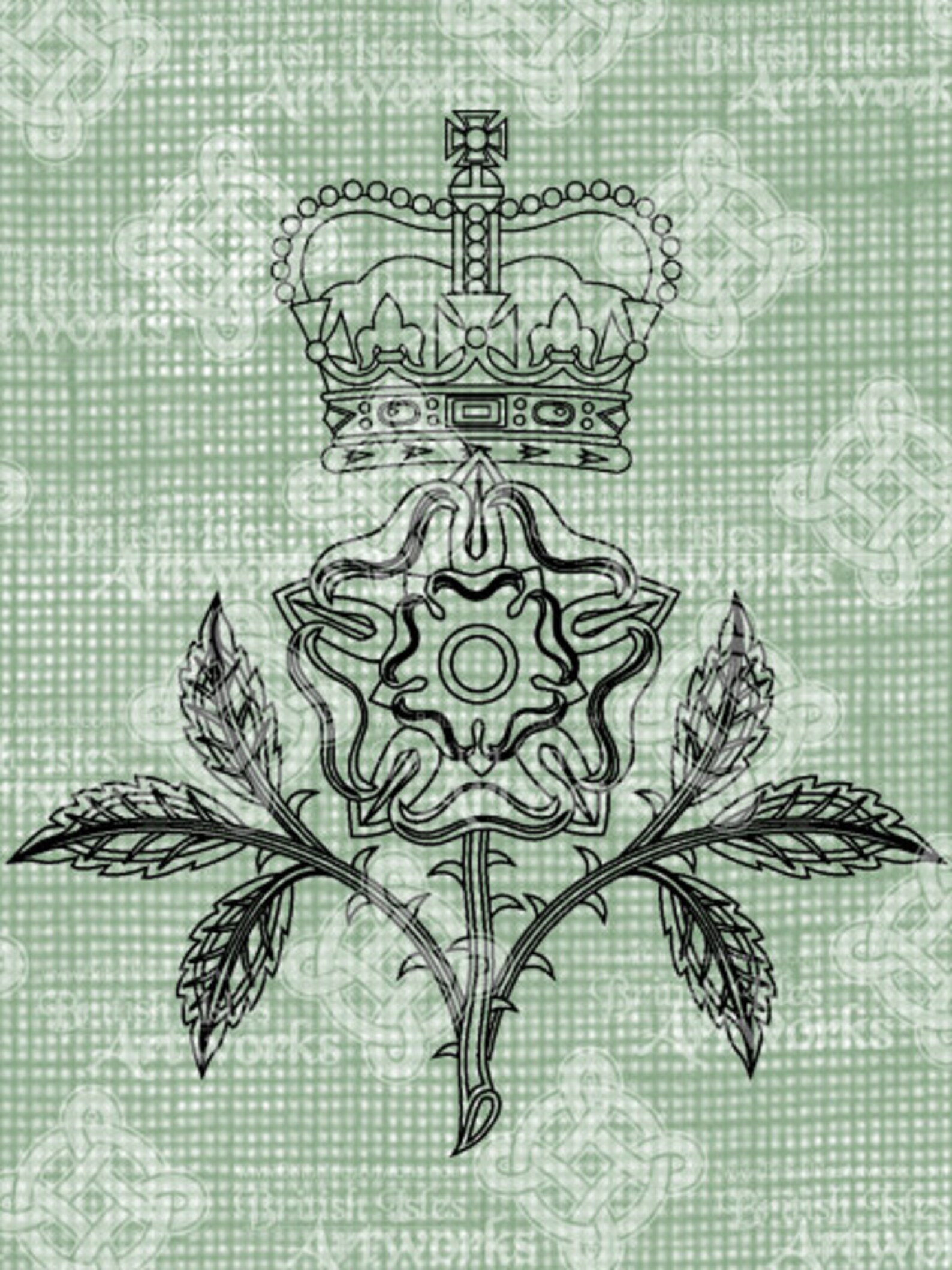 Digital Download Rose and Crown Emblem Insignia Vintage Illustration ...