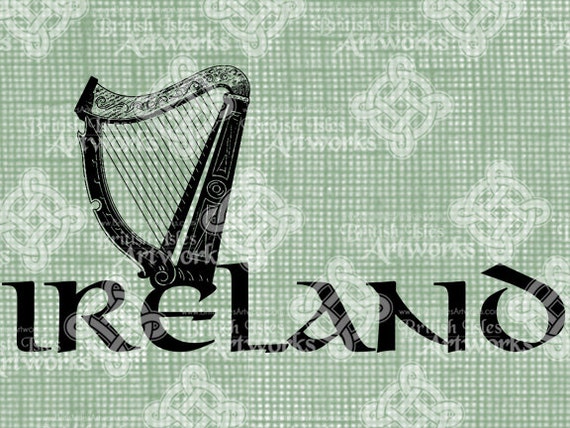 Digital Download Ireland Harp Digi Stamp Digital Stamp | Etsy