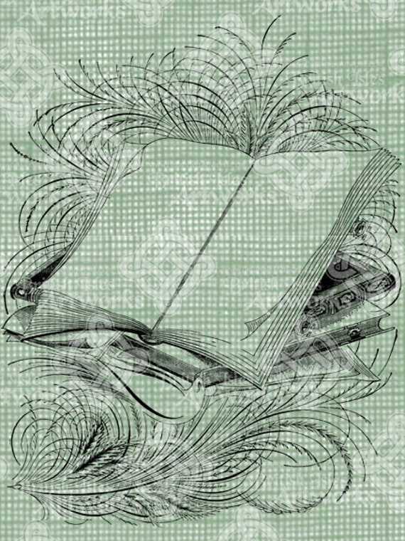 Digital Download Open Book Frame Border With Flourishes Digi | Etsy