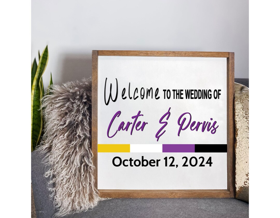 Nonbinary Wedding Welcome Sign, Non Binary Wedding Sign, Gender Queer ...