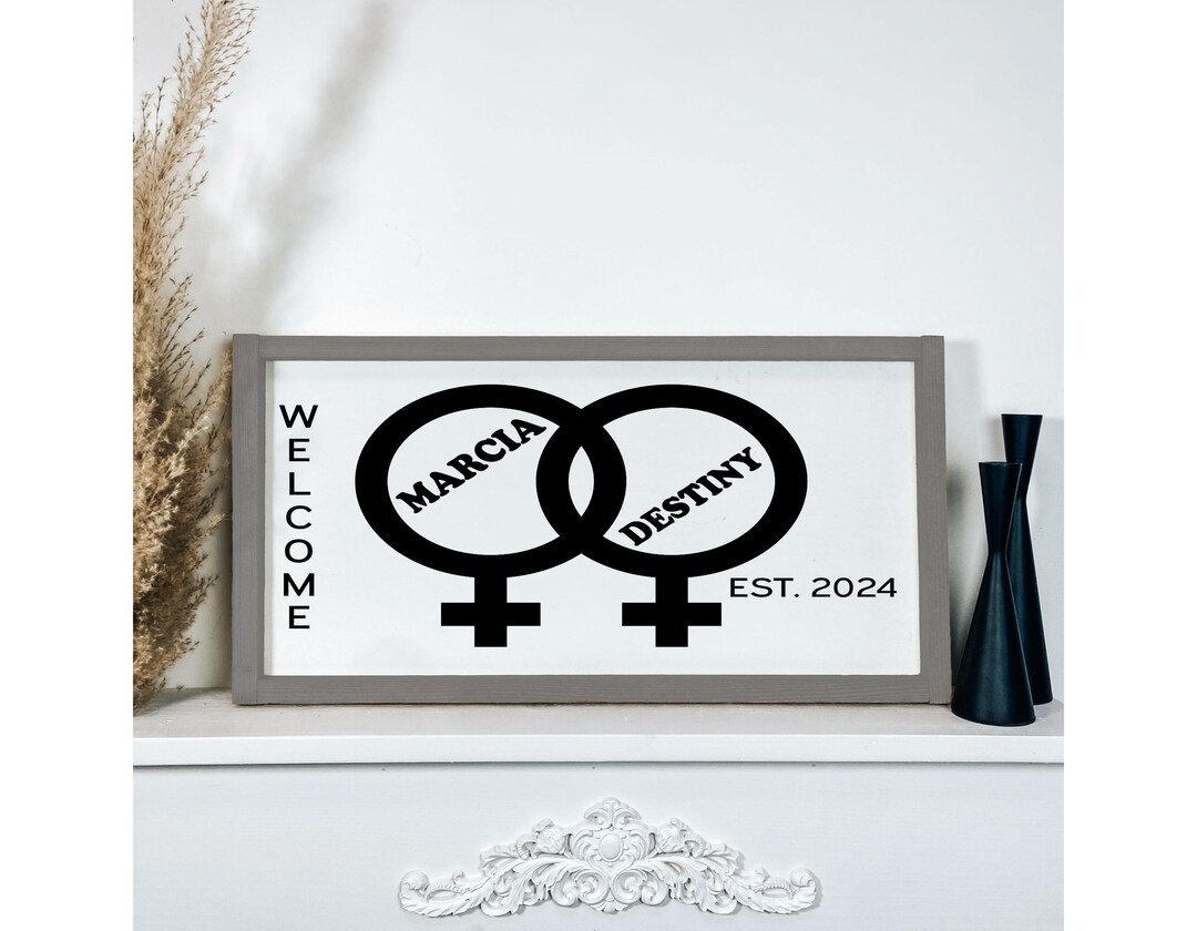 Lesbian, Welcome Sign, Door Hanger, Family Name Sign, Wooden Name Signs ...