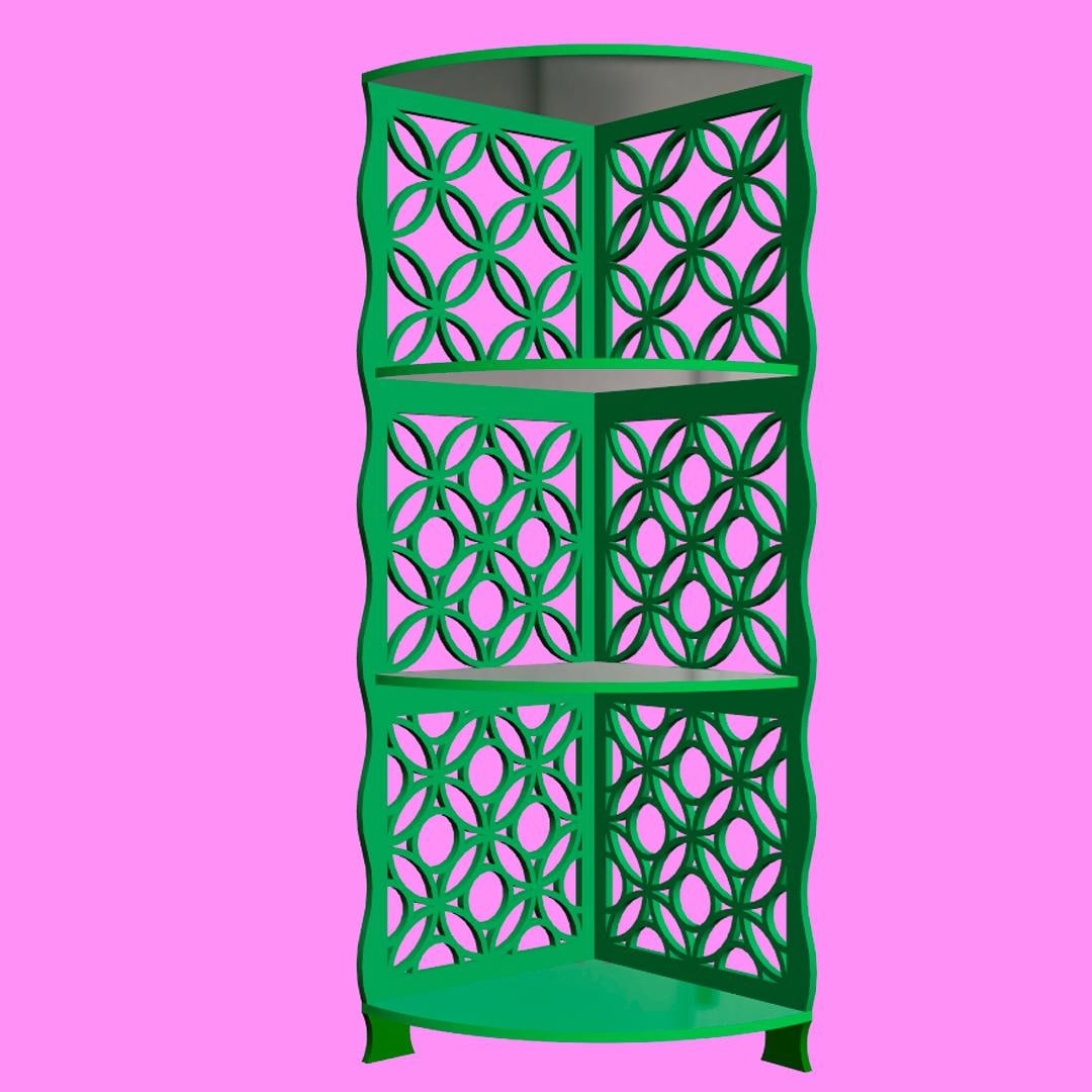 Rings 3 - 3-tier Corner Shelf (DXF, STL, CDR) - Digital Files for Laser ...
