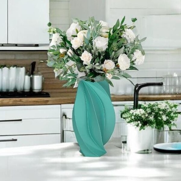 Teal Flower Vase - Etsy